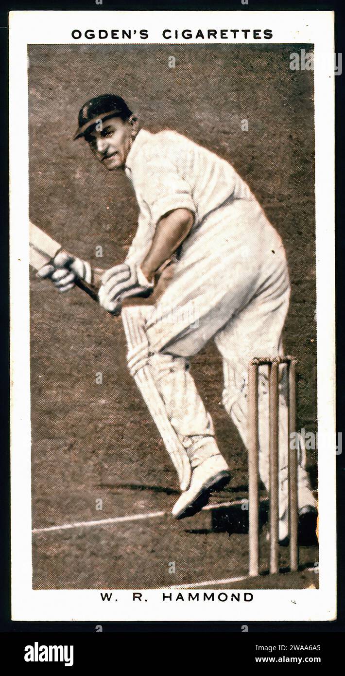 Cricketer W.Hammond - Vintage Cigarette Card Illustration Stock Photo ...