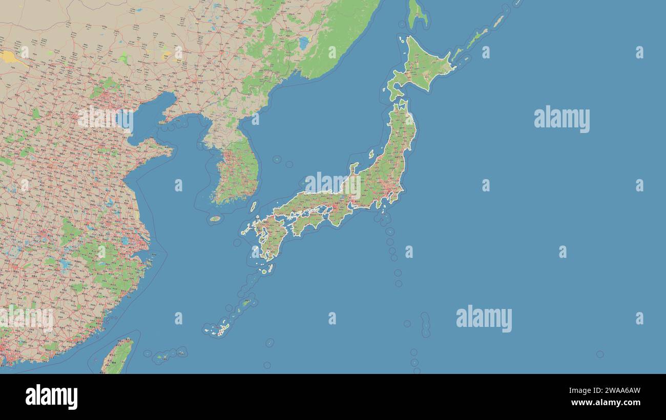 Japan country outline on a world map hi-res stock photography and ...