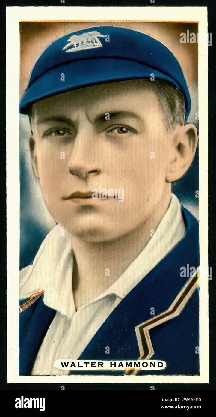 Cricketer Walter Hammond - Vintage Cigarettte Card Illustration Stock ...