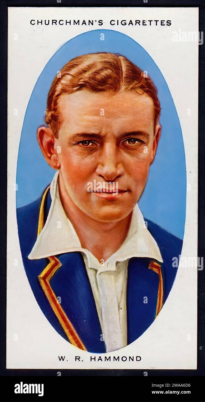 Cricketer Walter Hammond - Vintage Cigarette Card Illustration Stock ...
