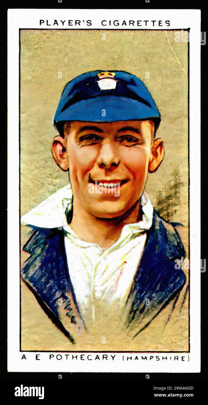 Cricketer A.Pothecary - Vintage Cigarette Card Illustration Stock Photo ...