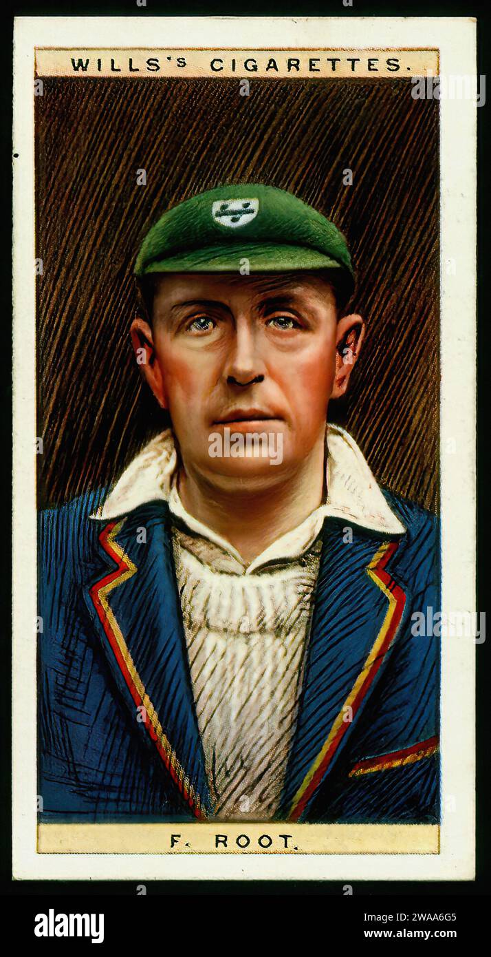 Cricketer F.Root - Vintage Cigarette Card Illustration Stock Photo - Alamy