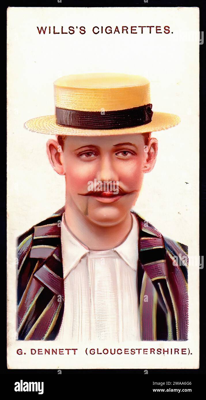 Cricketer G.Dennett - Vintage Cigarette Card Illustration Stock Photo ...