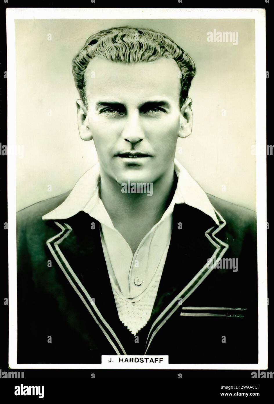 Cricketer J Hardstaff - Vintage Cigarette Card Illustration Stock Photo ...