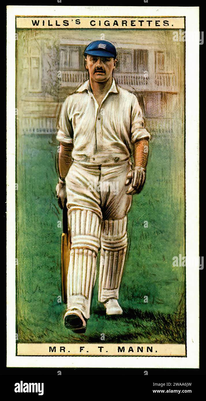 Cricketer Mr F.T.Mann - Vintage Cigarette Card Illustration Stock Photo ...