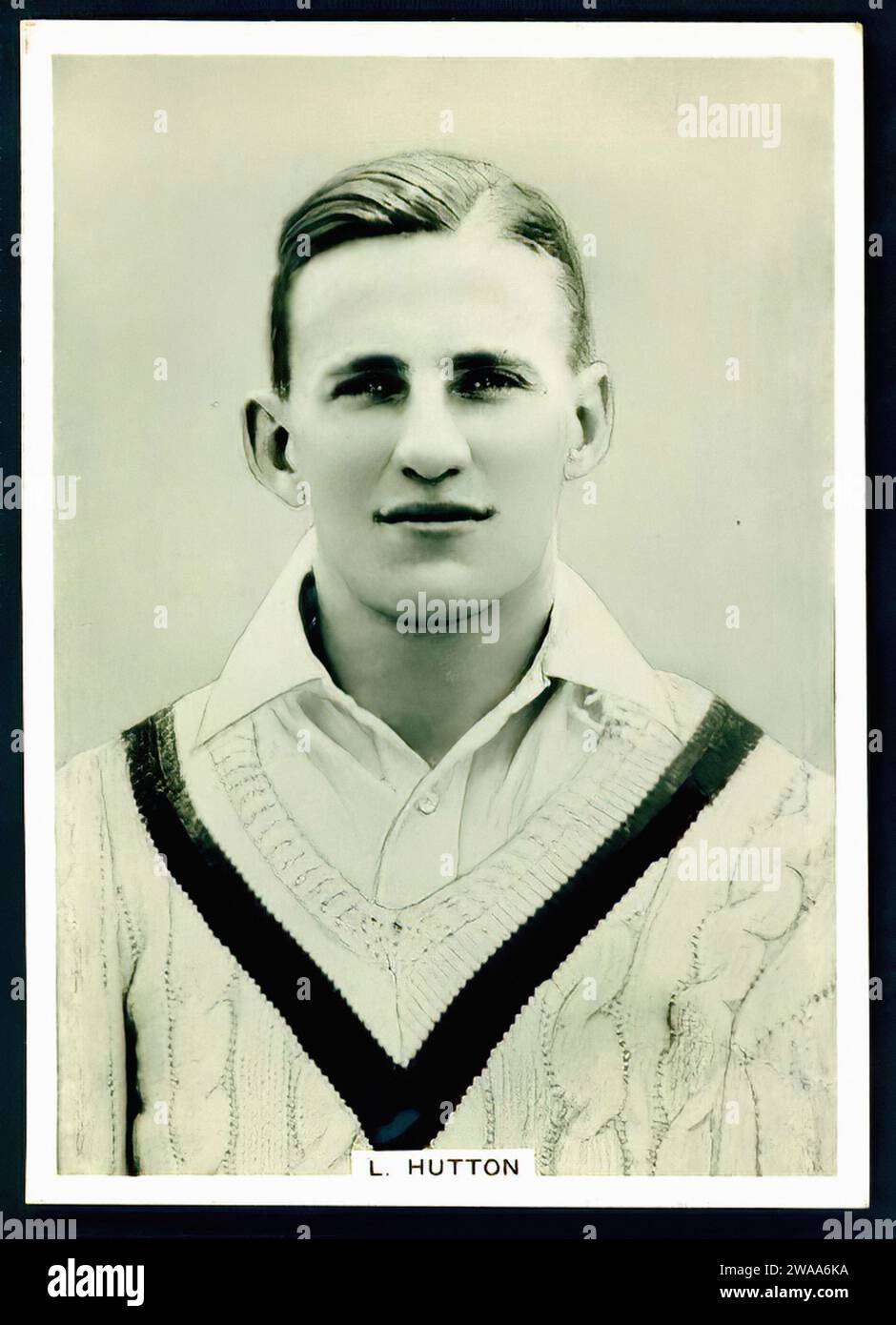 Cricketer L Hutton - Vintage Cigarette Card Illustration Stock Photo ...