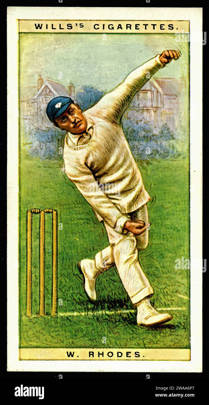 Cricketer W.Rhodes - Vintage Cigarette Card Illustration Stock Photo ...