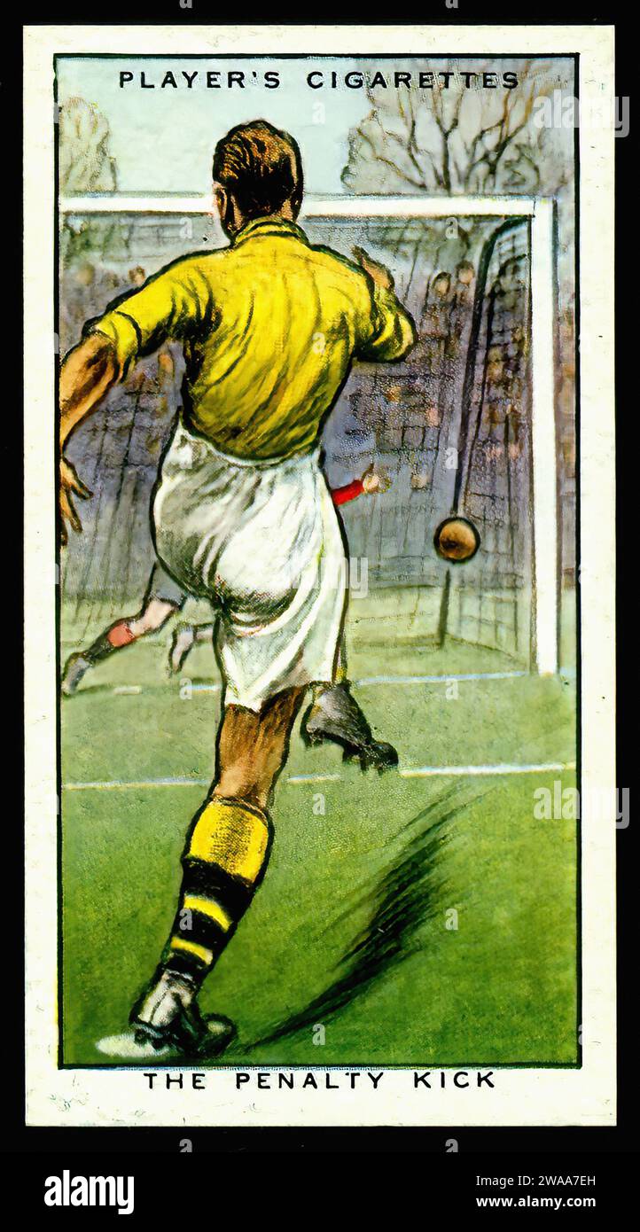 Football Hints Penalty Kick - Vintage Cigarette Card Illustration Stock ...