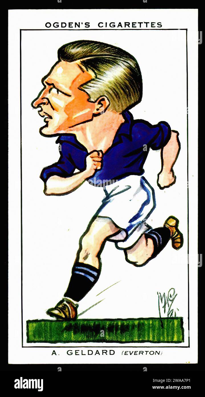 Footballer Albert Geldard - Vintage Cigarette Card Illustration Stock ...