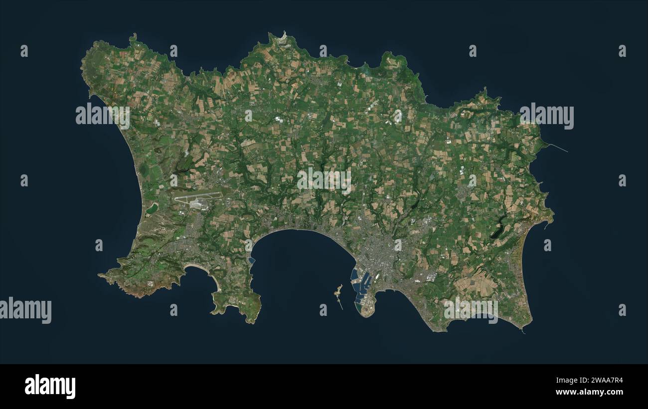 Jersey highlighted on a high resolution satellite map Stock Photo - Alamy