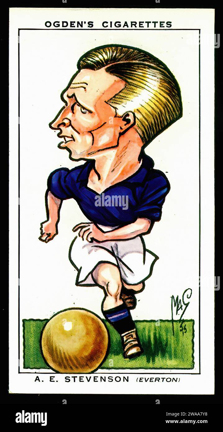 Footballer Alex Stevenson - Vintage Cigarette Card Illustration Stock ...