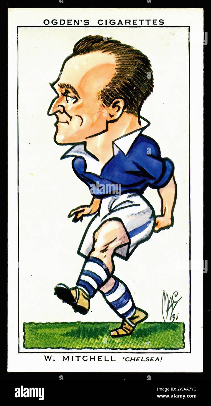 Footballer Billy Mitchell - Vintage Cigarette Card Illustration Stock ...