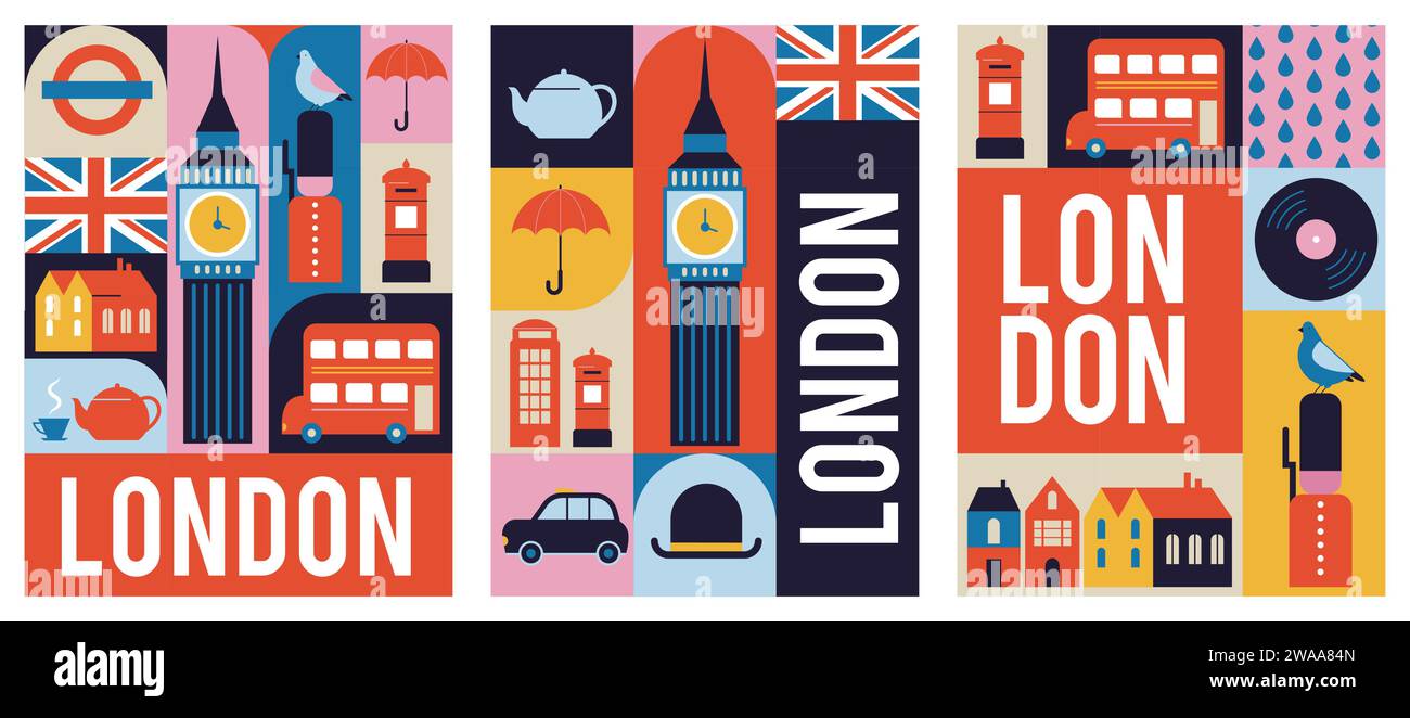 London, Uk, England geometrical banner design. Colorful modular ...