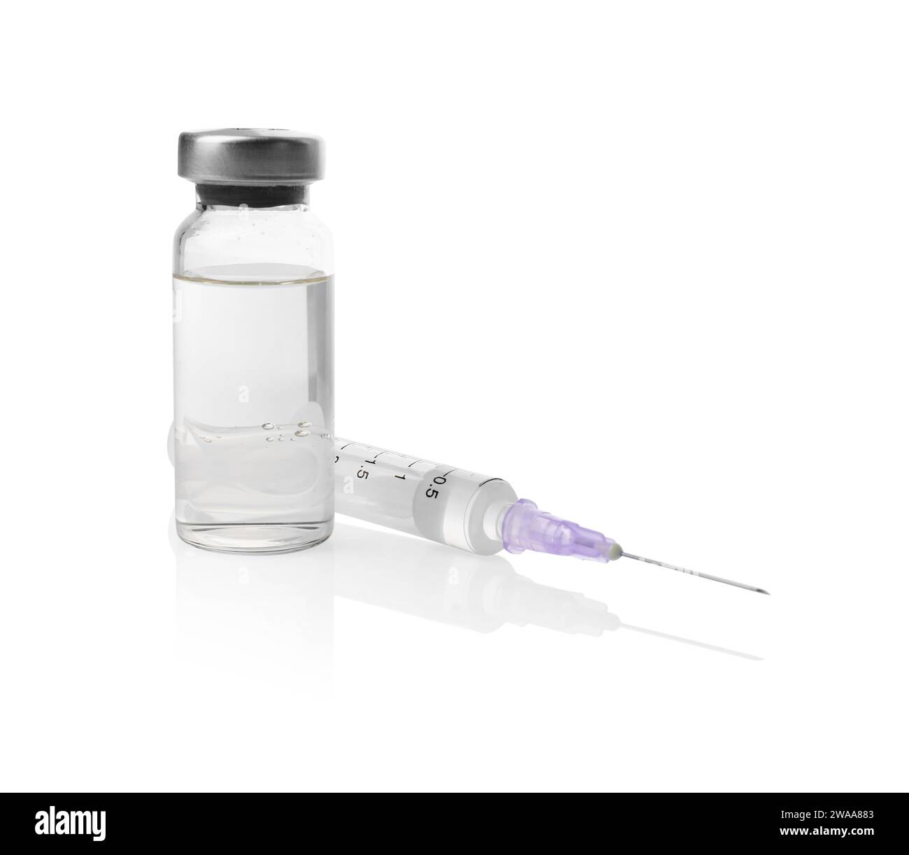 Disposable syringe with needle and vial isolated on white Stock Photo ...