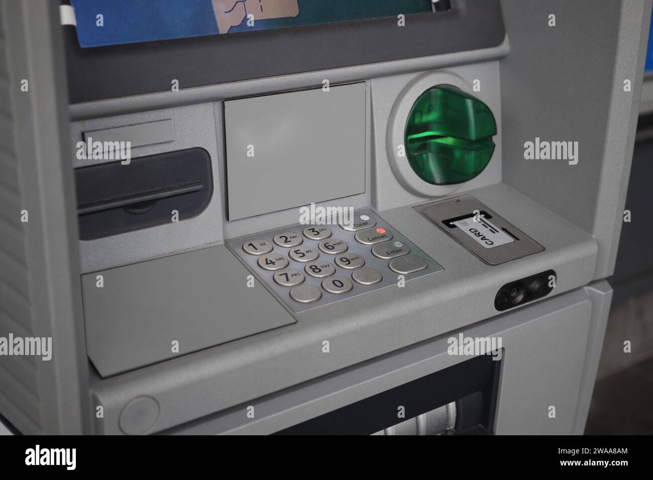 Closeup view of modern automated teller machine Stock Photo - Alamy