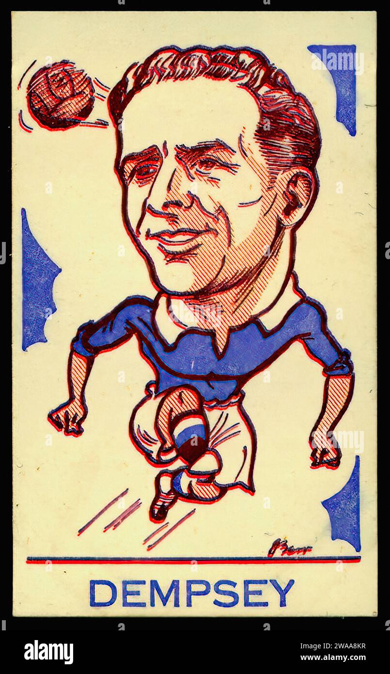 Footballer J.Dempsey - Vintage British Tradecard Illustration Stock ...