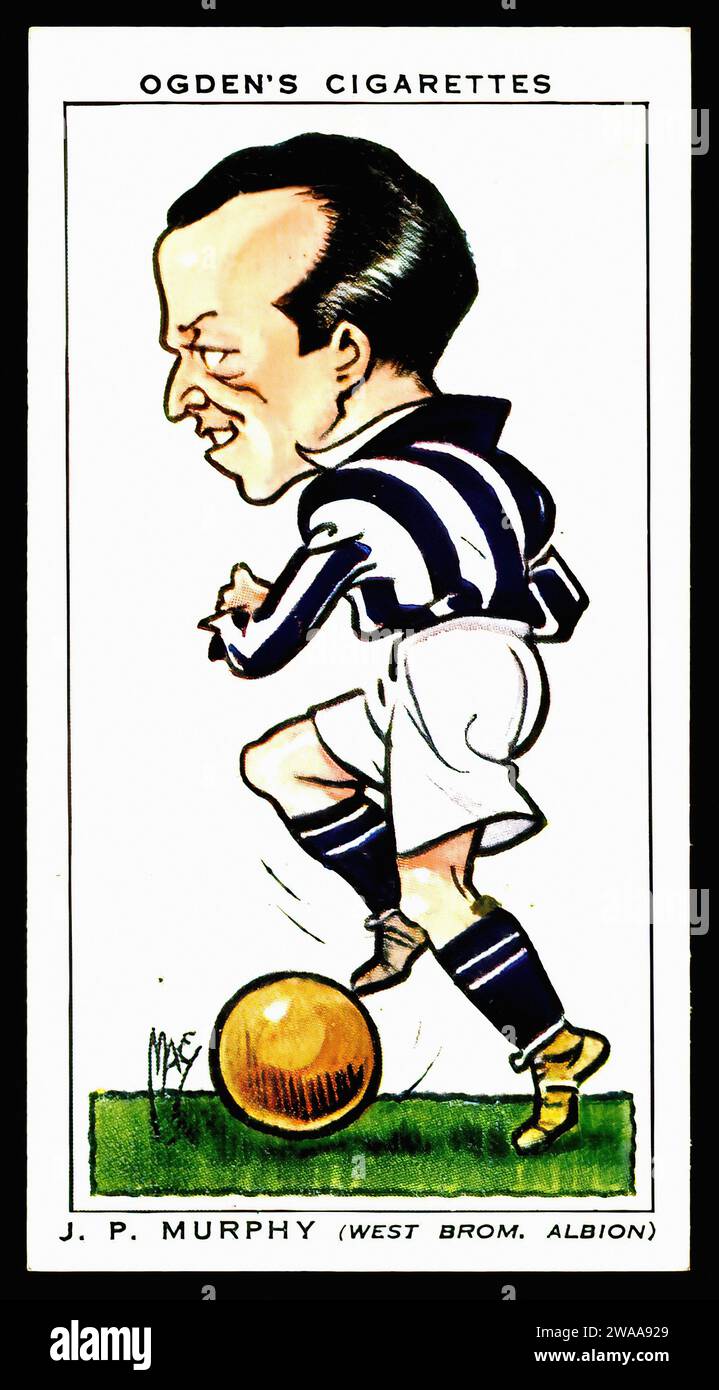 Footballer James Patrick Murphy - Vintage Cigarette Card Illustration ...