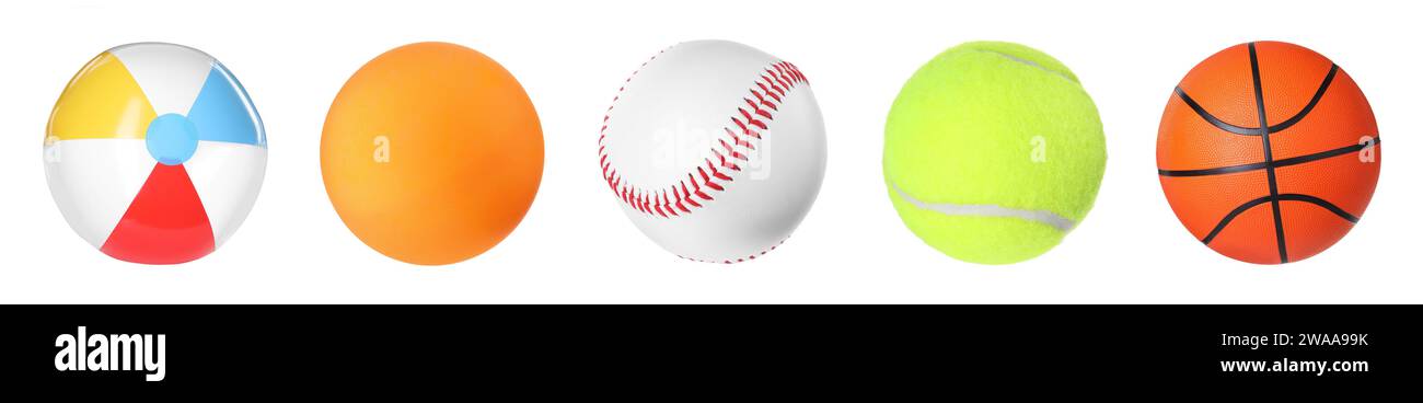 Different balls for various sports isolated on white, collection Stock ...