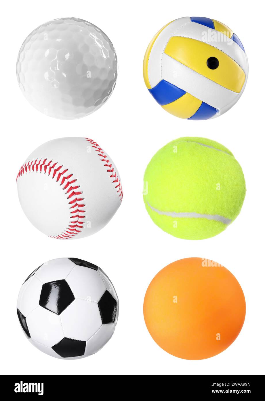 Different balls for various sports isolated on white, collection Stock ...