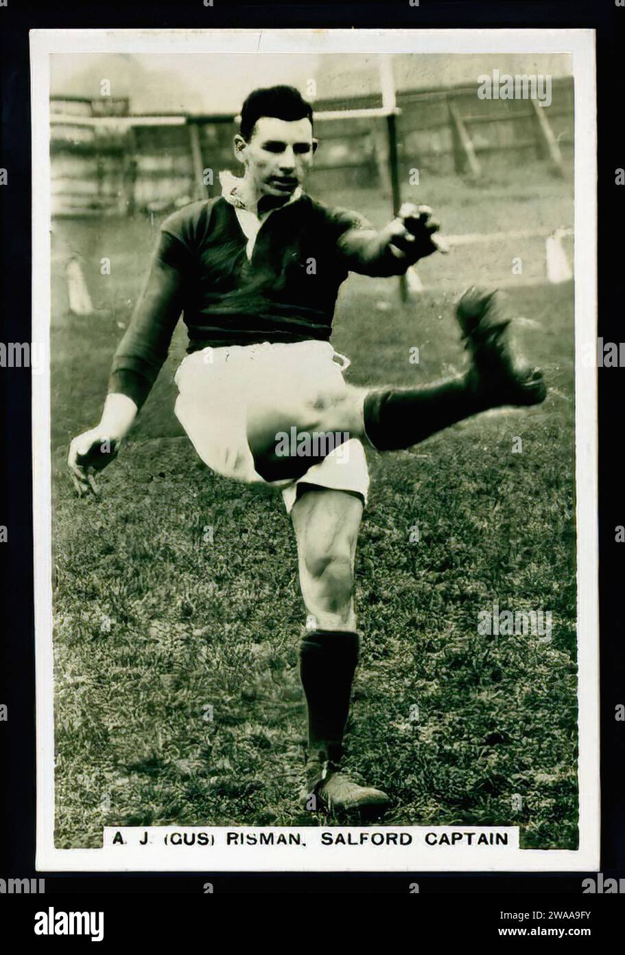 Gus Risman Salford RLFC - Vintage Cigarette Card Illustration Stock ...