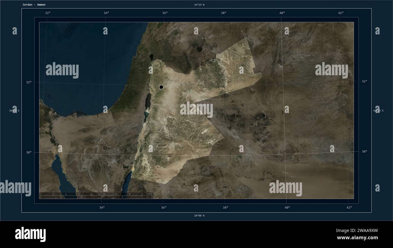 Jordan highlighted on a high resolution satellite map map with the ...