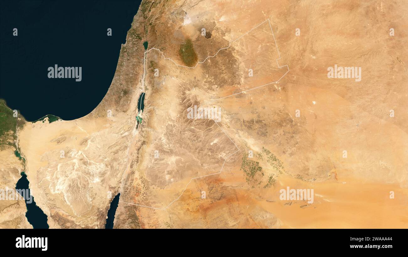 Jordan outlined on a low resolution satellite map Stock Photo - Alamy