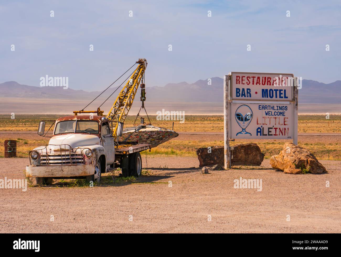 The sign for the motel near Area 51 of Little A'le'inn, on state route ...