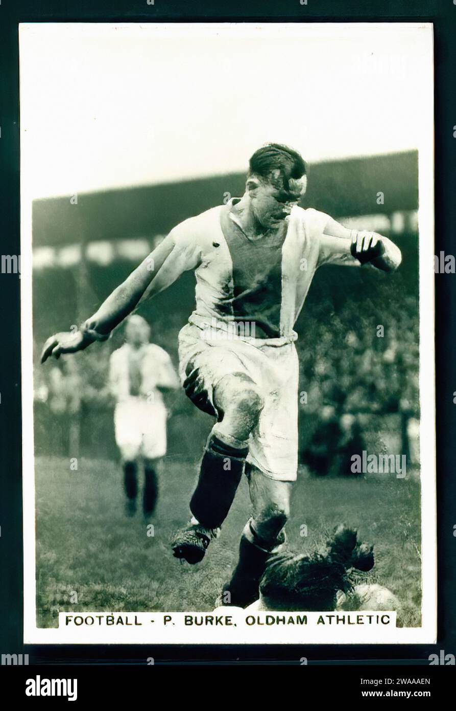 P.Burke Oldham Athletic - Vintage Cigarette Card Illustration Stock ...