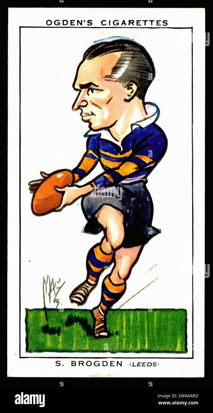 Rugby Footballer S.Brogden - Vintage Cigarette Card Illustration Stock ...