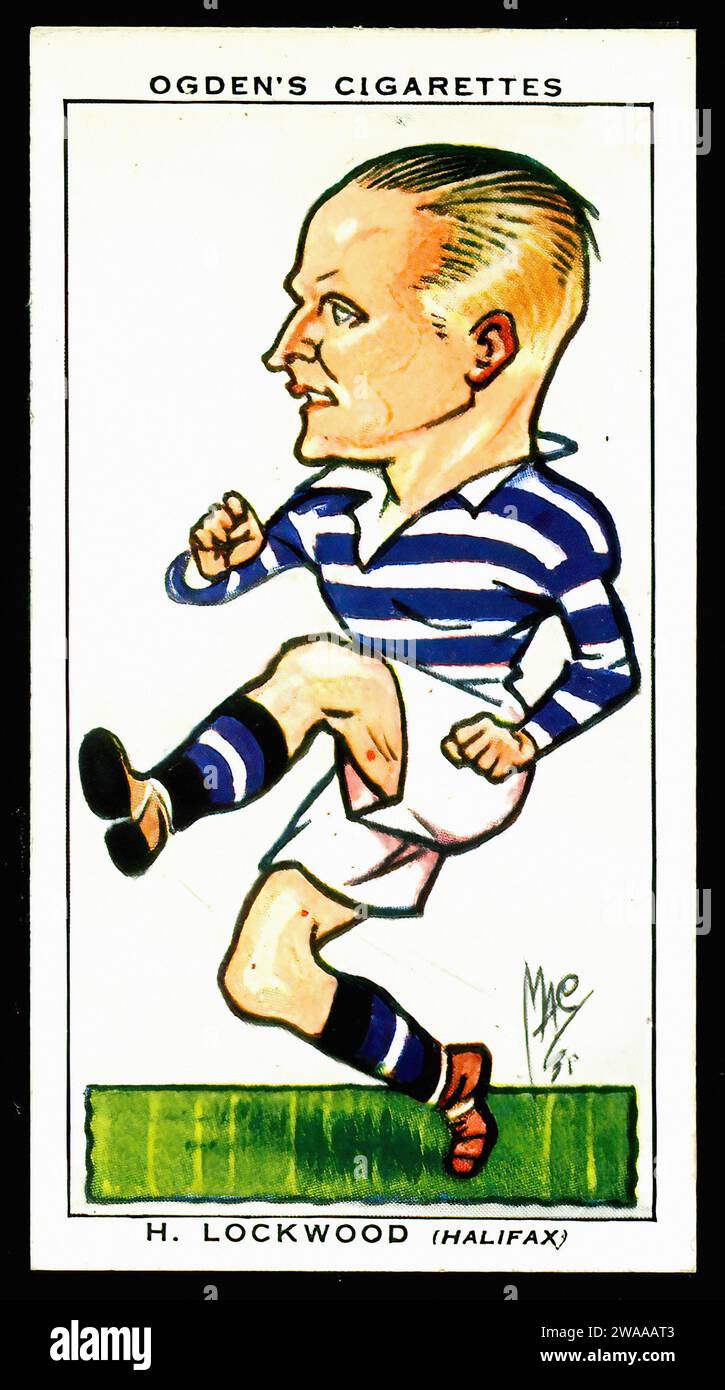 Rugby Footballer H.Lockwood - Vintage Cigarette Card Illustration Stock ...