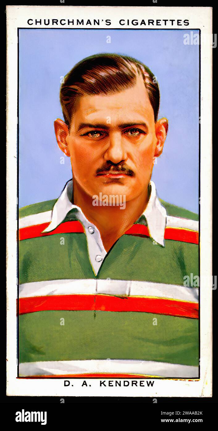 Rugby Player D.A.Kendrew - Vintage Cigarette Card Illustration Stock ...