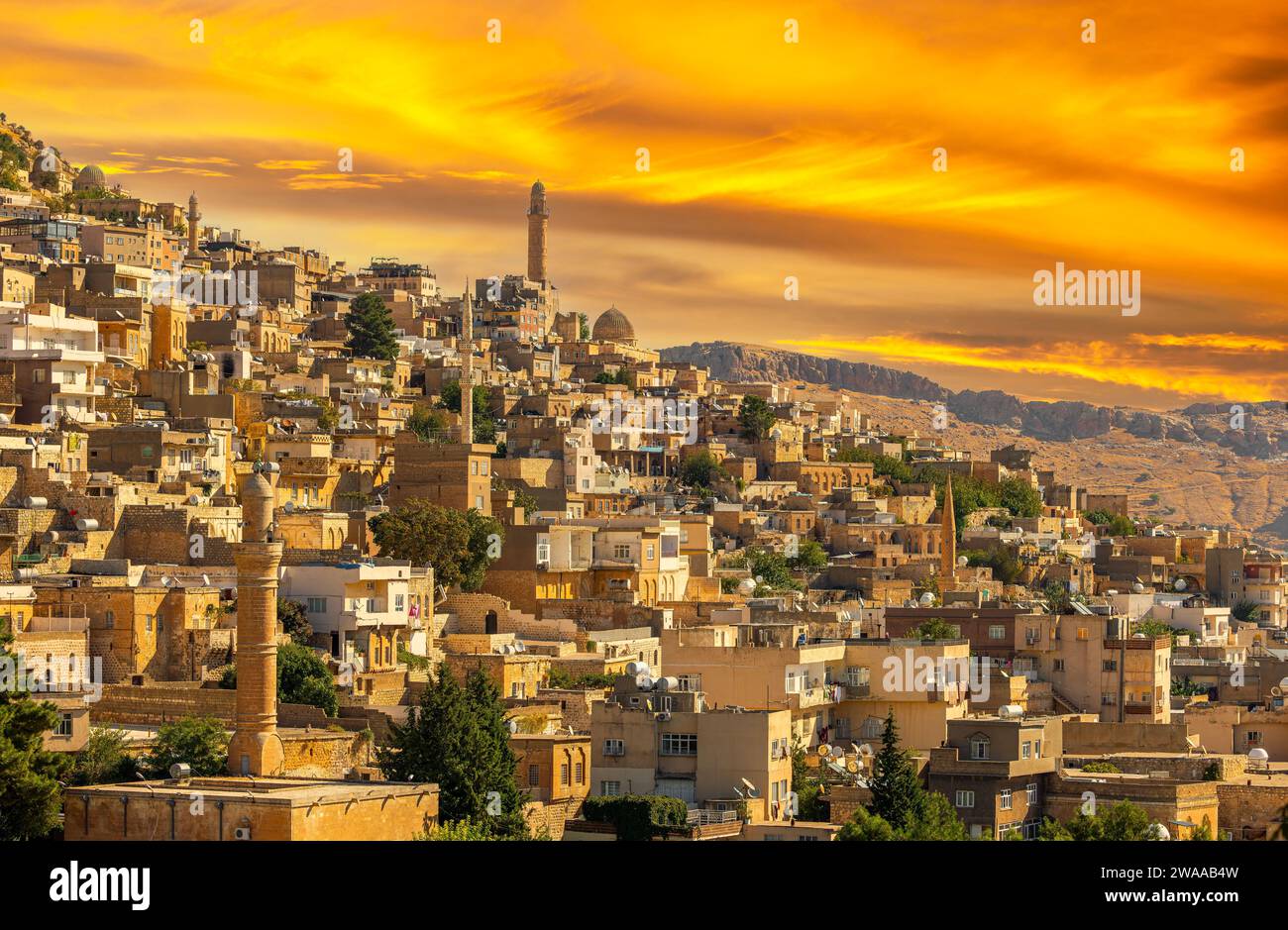 Ancient and stone houses of Old Mardin (Eski Mardin) with Mardin Castle ...