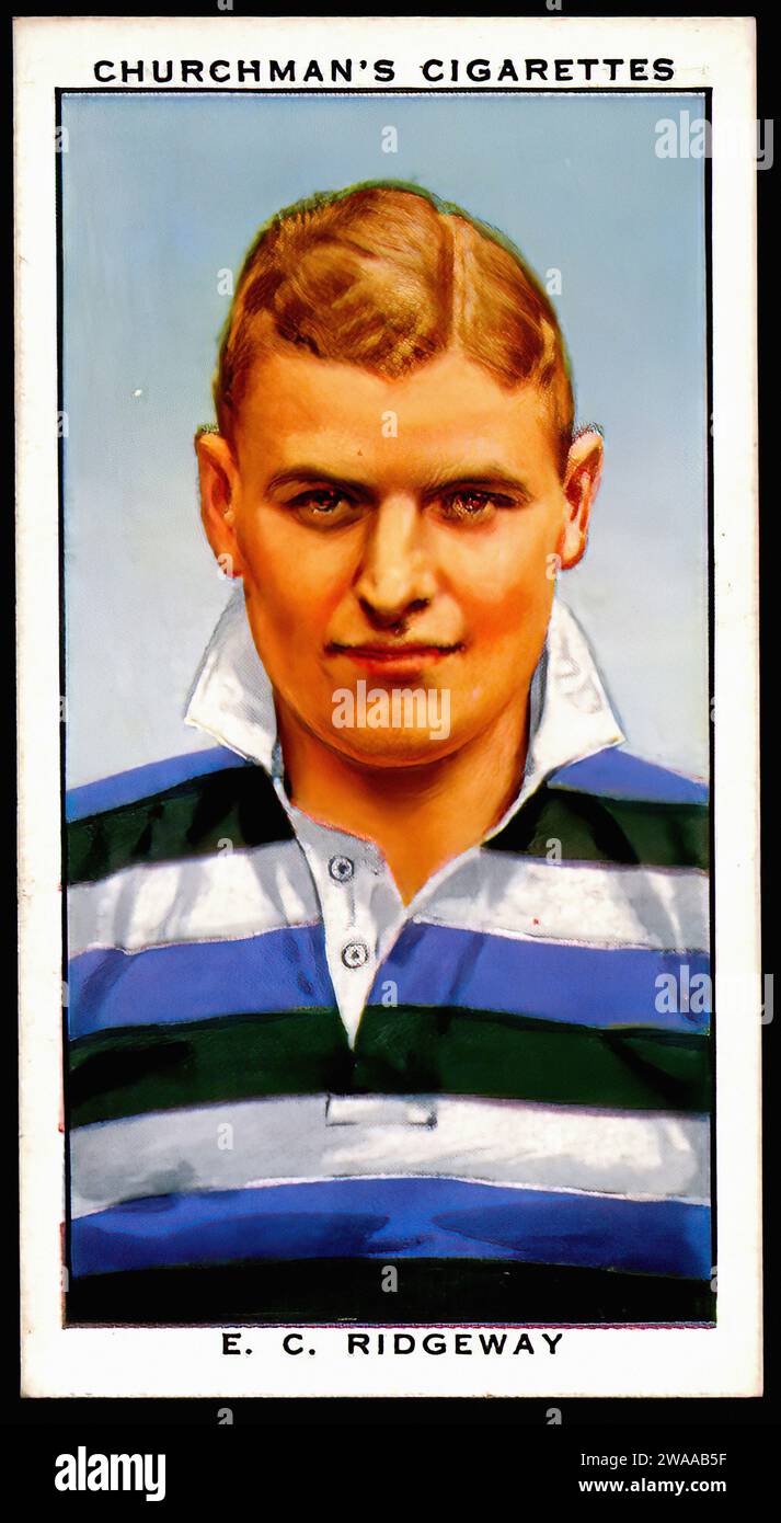 Rugby Player E.C.Ridgeway - Vintage Cigarette Card Illustration Stock ...