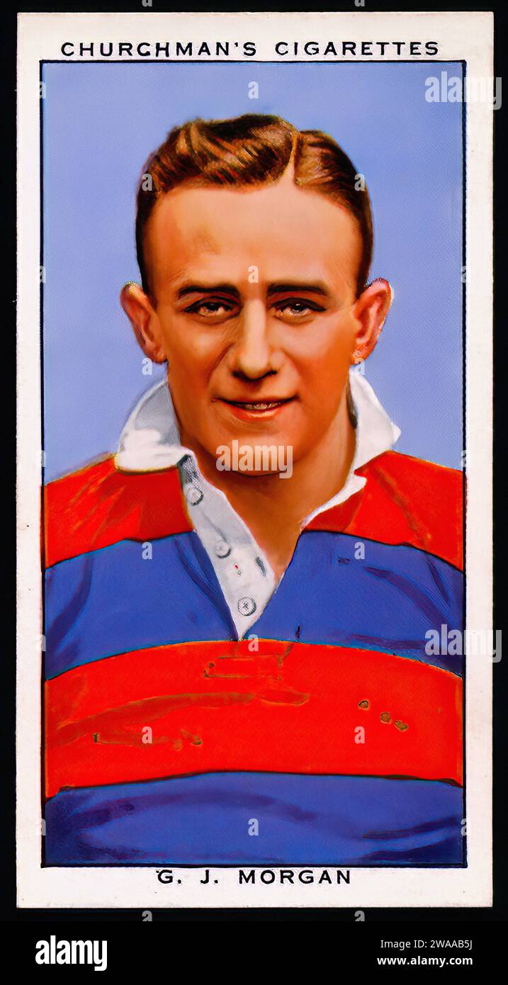Rugby Player G.J.Morgan - Vintage Cigarette Card Illustration Stock ...