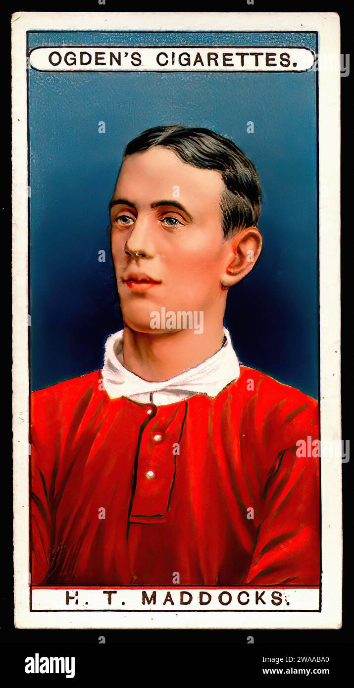 Rugby Player H.T.Maddocks - Vintage Cigarette Card Illustration Stock ...