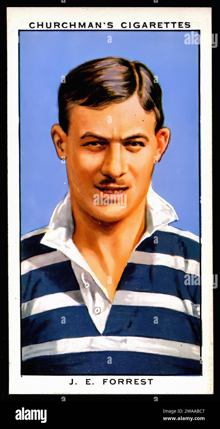 Rugby Player J.E.Forrest - Vintage Cigarette Card Illustration Stock ...