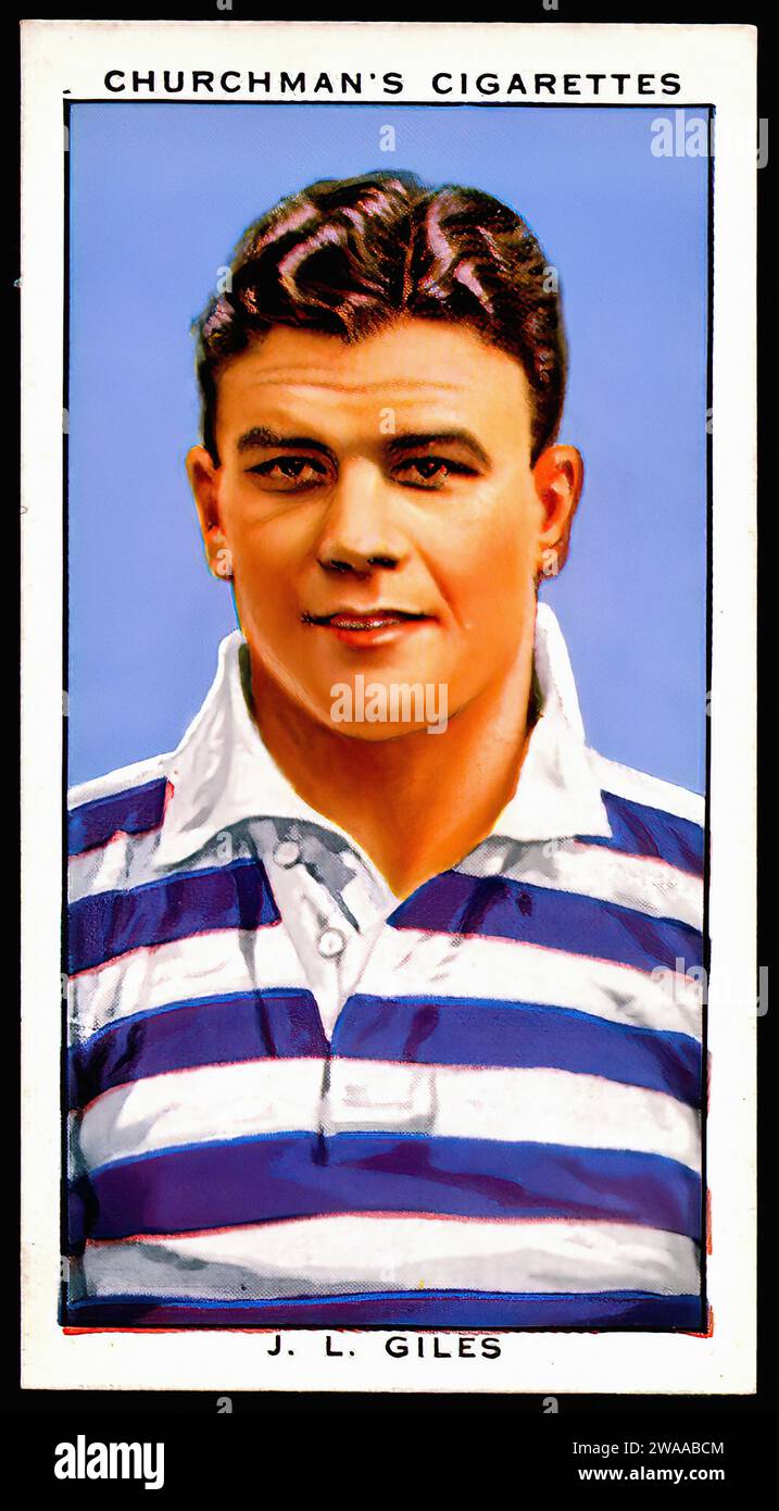 Rugby Player J.L.Giles - Vintage Cigarette Card Illustration Stock ...