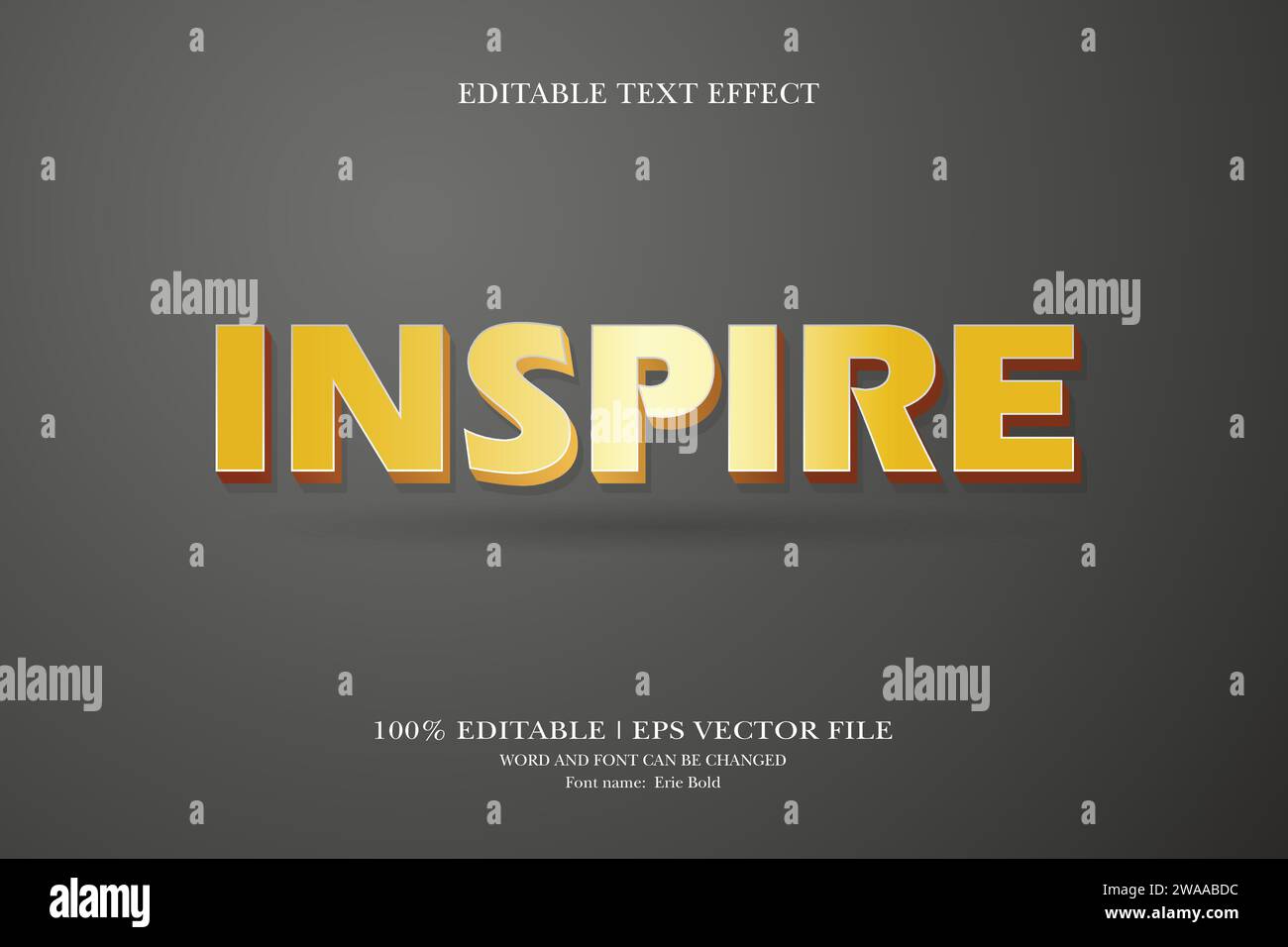 Inspire 3d text effect styles mockup concept Black text Stock Vector ...