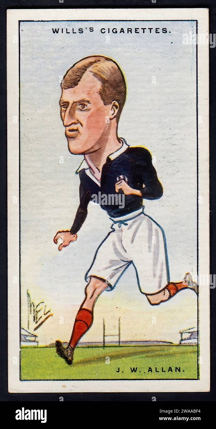 Rugby Player J.W.Allan - Vintage Cigarette Card Illustration Stock ...