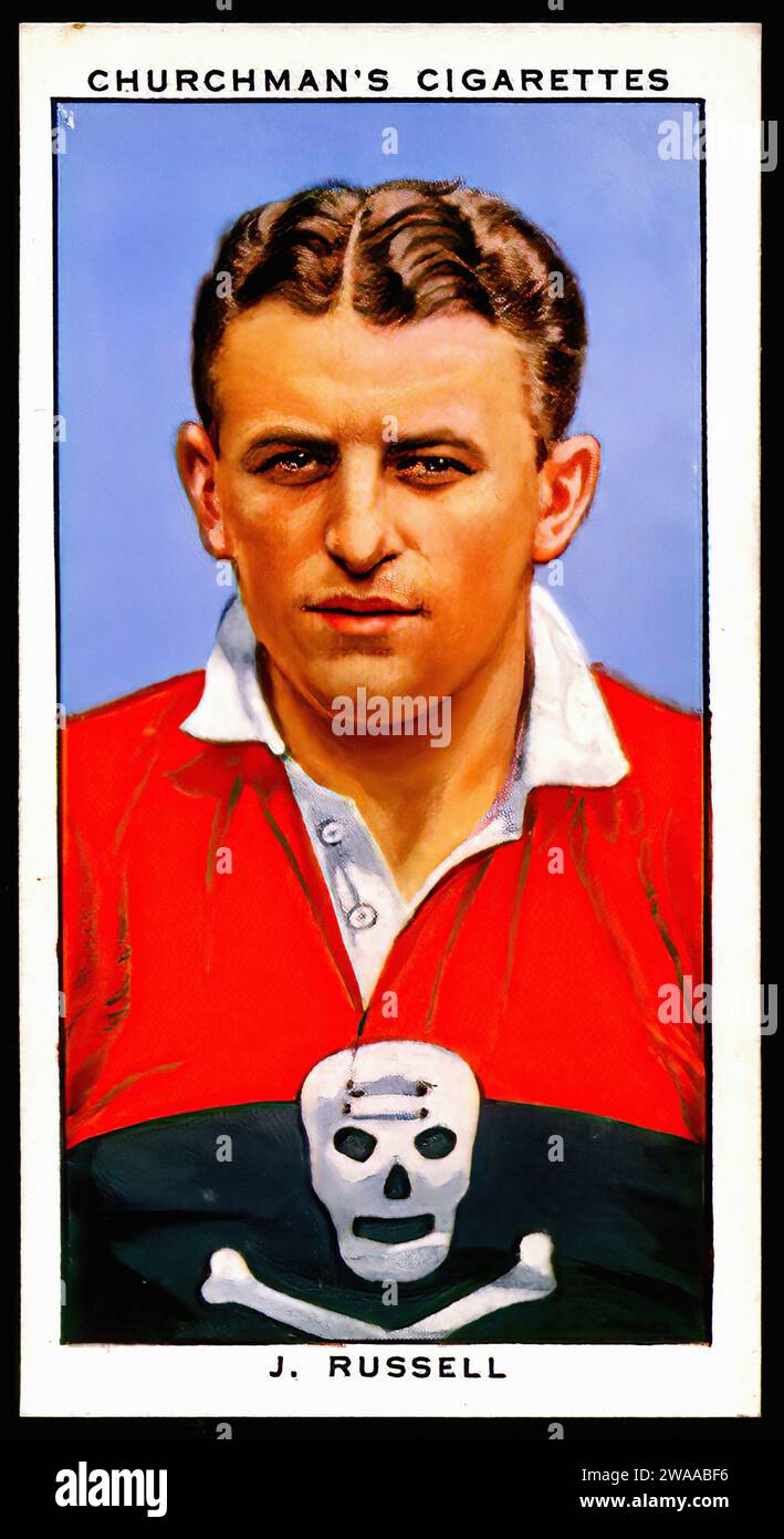 Rugby Player J.Russell - Vintage Cigarette Card Illustration Stock ...