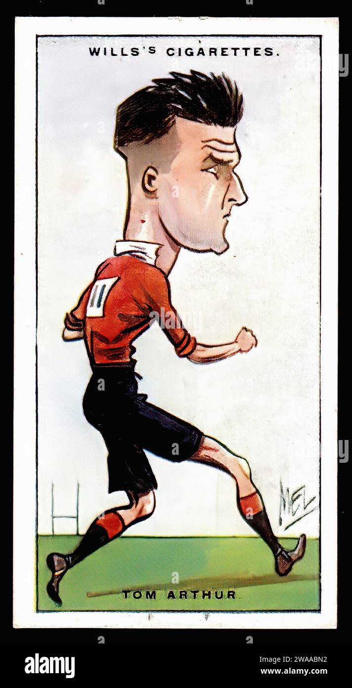 Rugby Player Tom Arthur - Vintage Cigarette Card Illustration Stock ...
