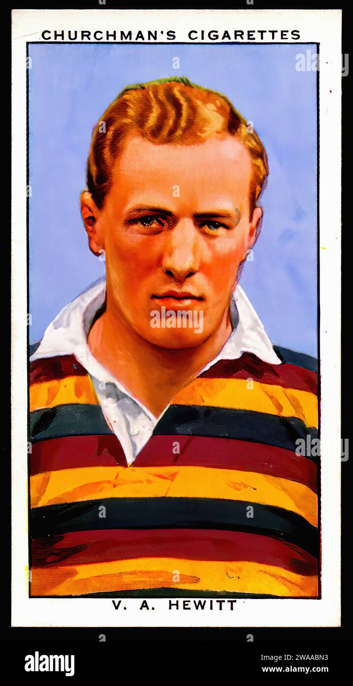 Rugby Player V.A.Hewitt - Vintage Cigarette Card Illustration Stock ...