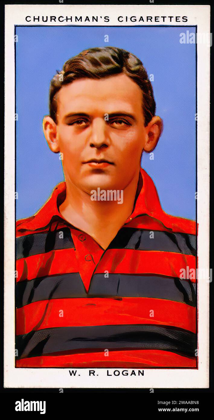 Rugby Player W.R.Logan - Vintage Cigarette Card Illustration Stock ...