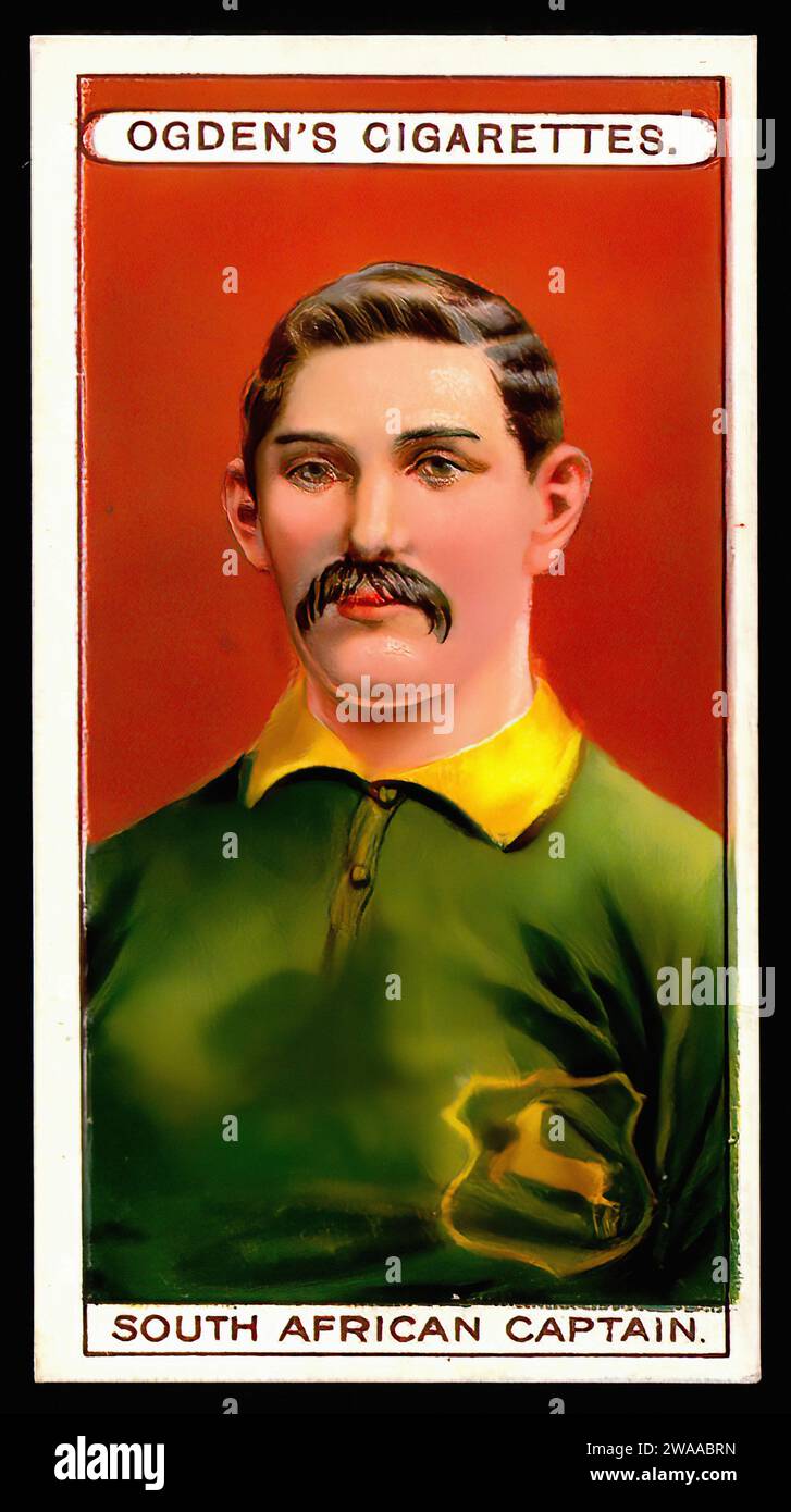 South African Rugby Captain - Vintage Cigarette Card Illustration Stock ...