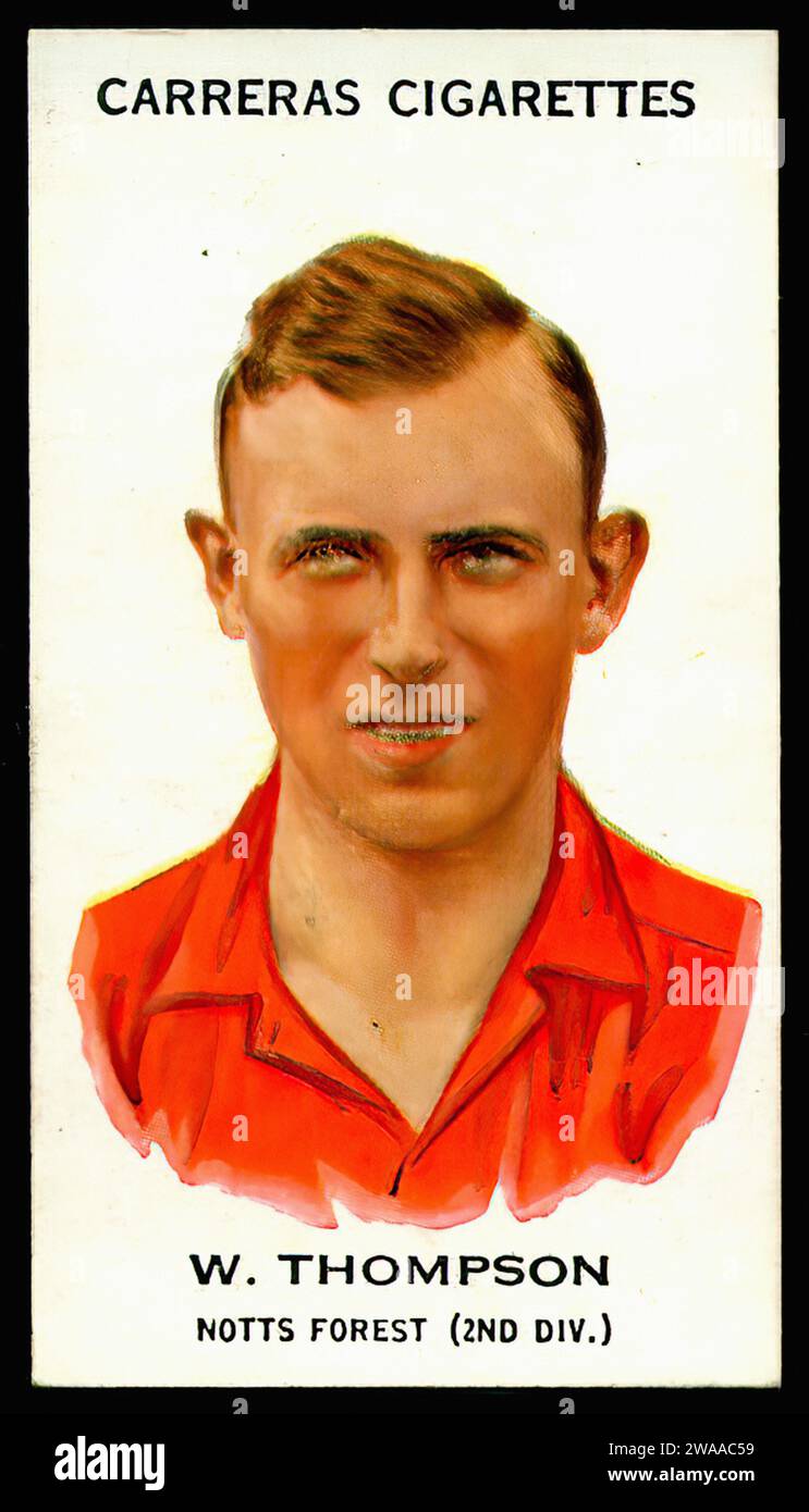 W.Thompson Notts Forest - Vintage Cigarette Card Illustration Stock ...