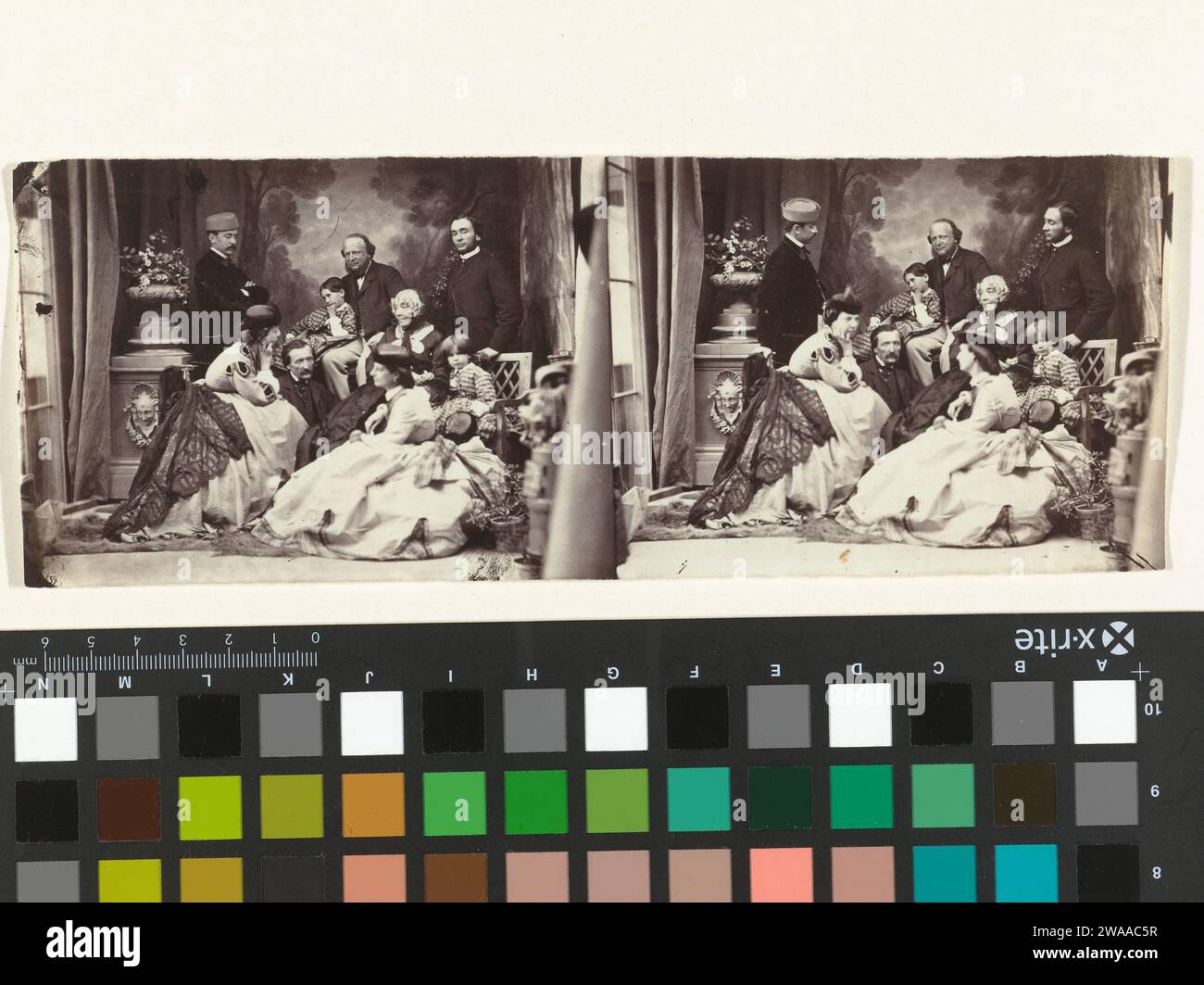 Two group portraits of an unknown family, Charles Nègre (attributed to ...