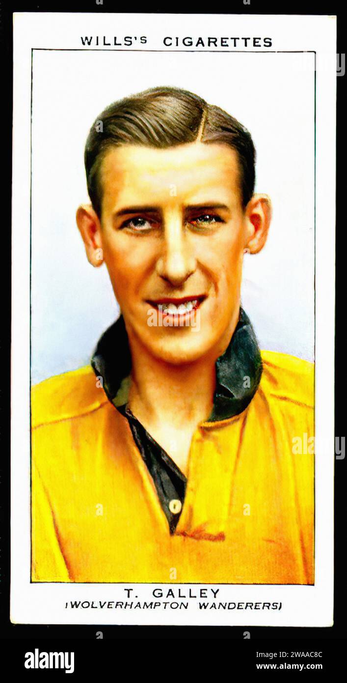 Wolves Footballer Tom Galley - Vintage Cigarette Card Illustration ...