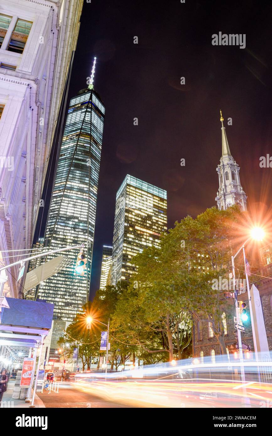 One World Trade Center by Night Stock Photo - Alamy