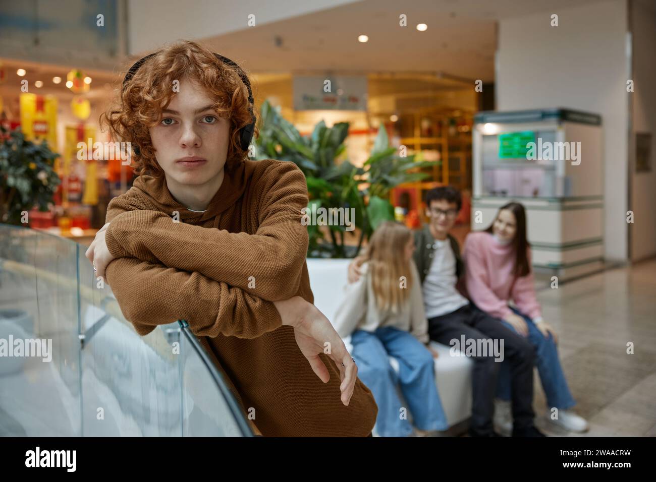 Portrait of teenage boy feeling sad avoiding ignoring bad friends Stock ...
