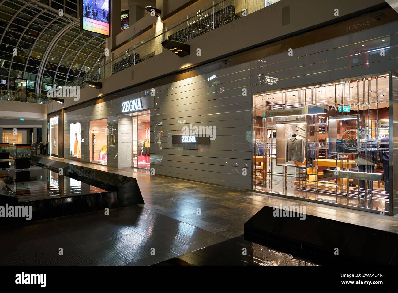 SINGAPORE - NOVEMBER 05, 2023: Zegna storefront in the Shoppes at ...